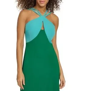 Sienna | Dresses | New Sienna Aqua Green Strappy Colorblocked Keyhole ...